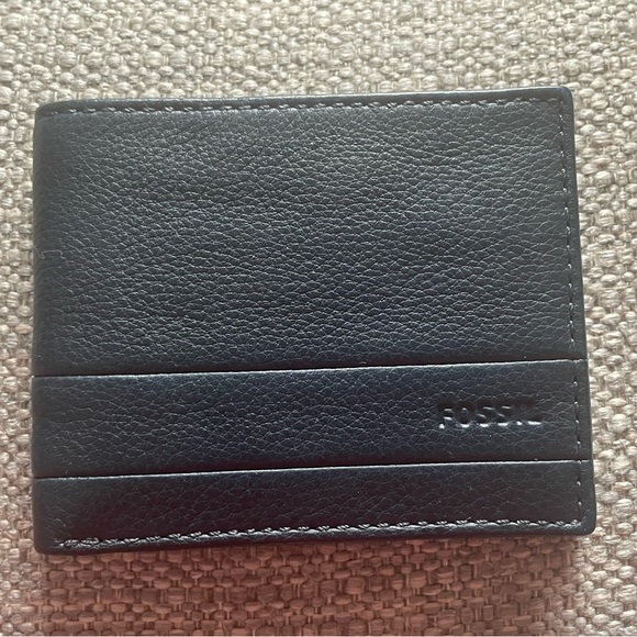 Fossil | Bags | Fossil Blue Leather Wallet Trifold Mens Unisex | Poshmark